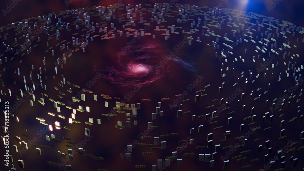 Black hole Dyson sphere. Dyson ring swarm. Alien mega structure, space ...