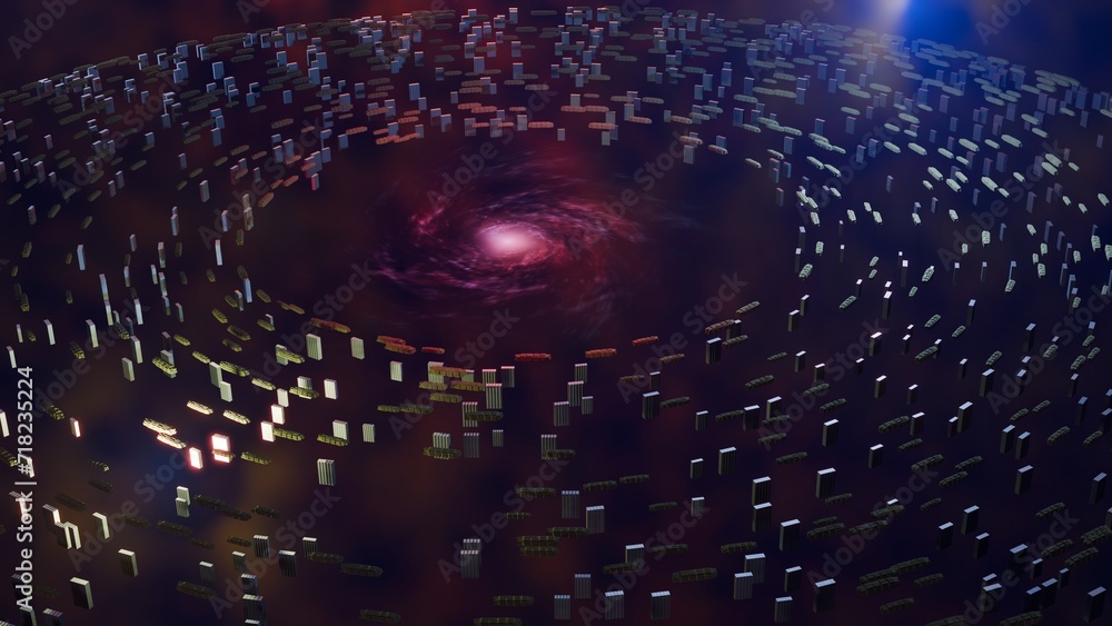 Black hole Dyson sphere. Dyson ring swarm. Alien mega structure, space ...