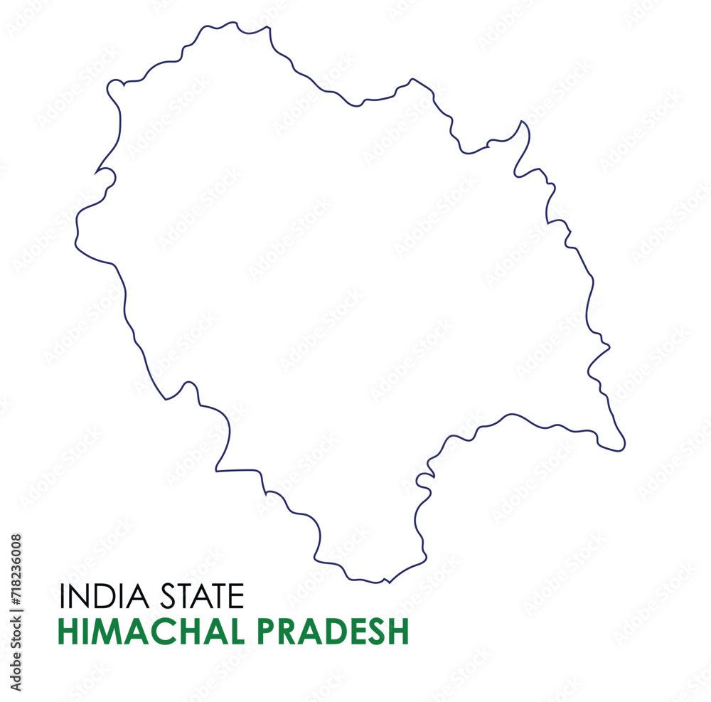 Vecteur Stock Himachal Pradesh map of Indian state. Himachal Pradesh ...