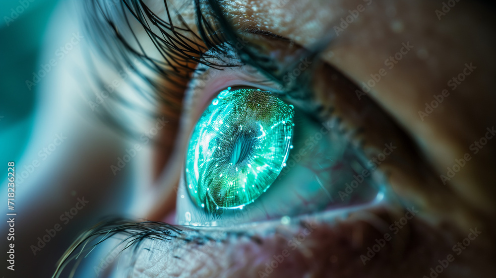 New age of AR / VR vision. AR / VR contact lenses. Digital vision. Hand ...