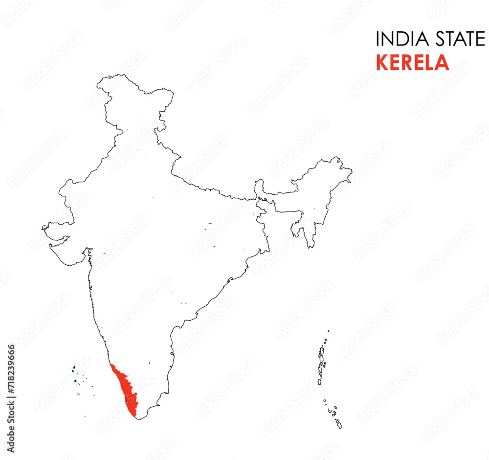 Kerala map of Indian state. Kerala map vector illustration. Kerala ...
