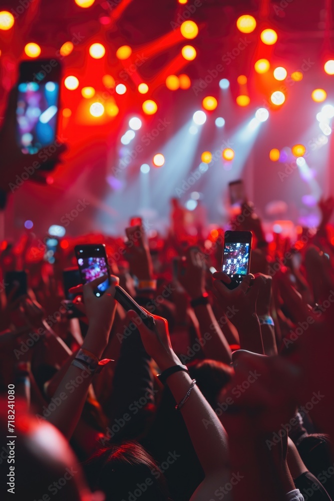 A crowd of people capturing moments with their cell phones. Perfect for ...