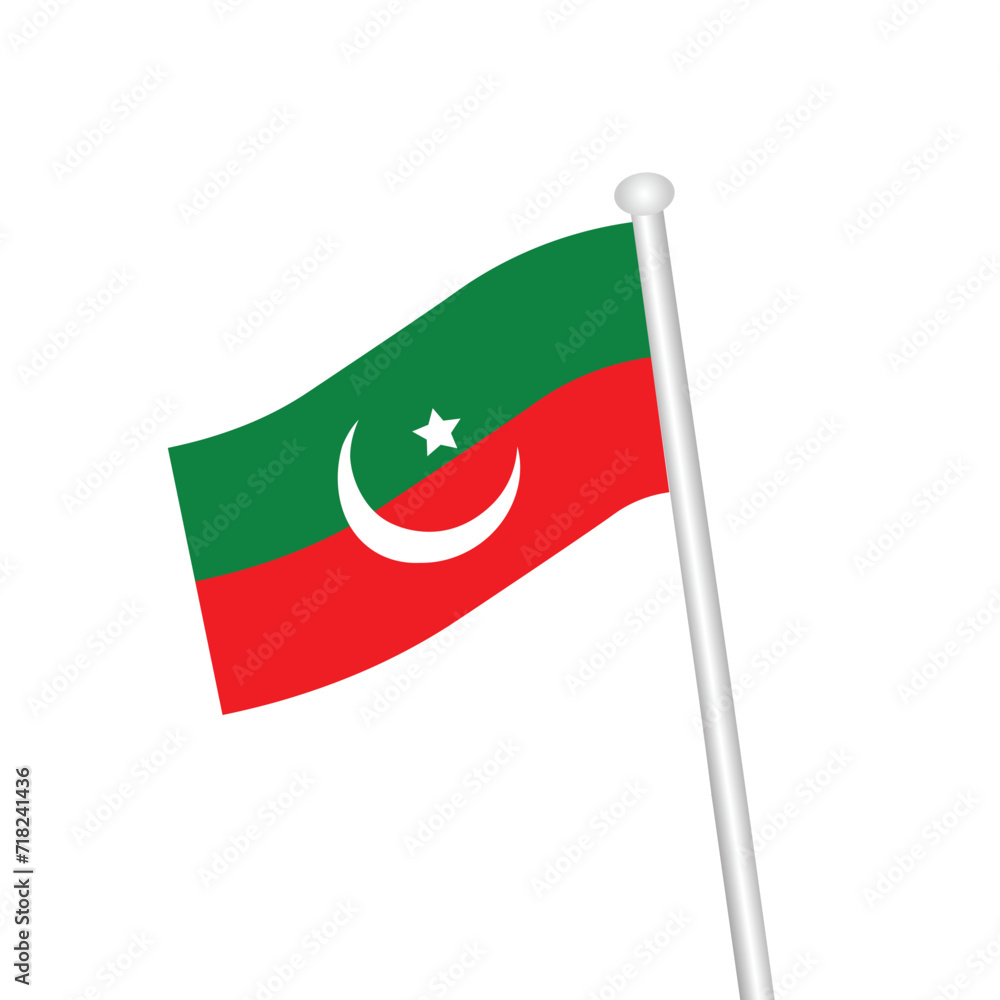 red and green waving flag of the Pakistani political party Tehreek e ...