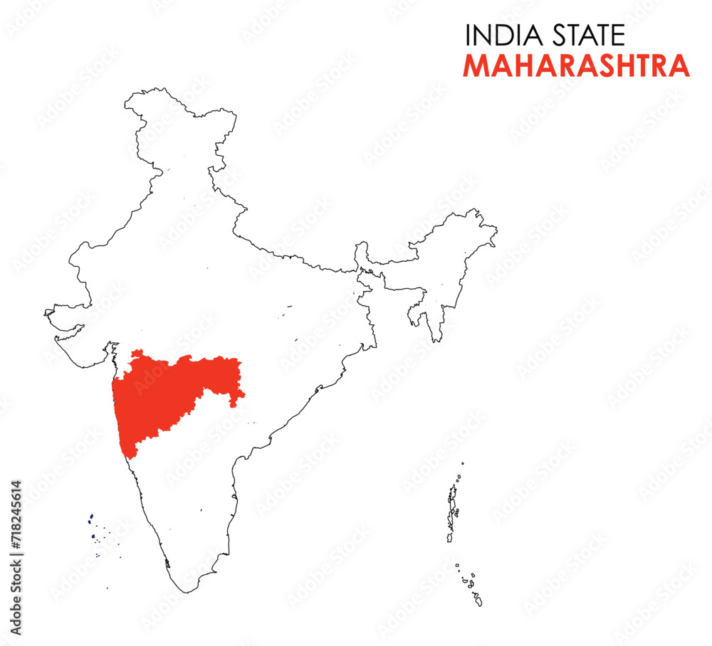 Maharashtra map of Indian state. Maharashtra map vector illustration ...