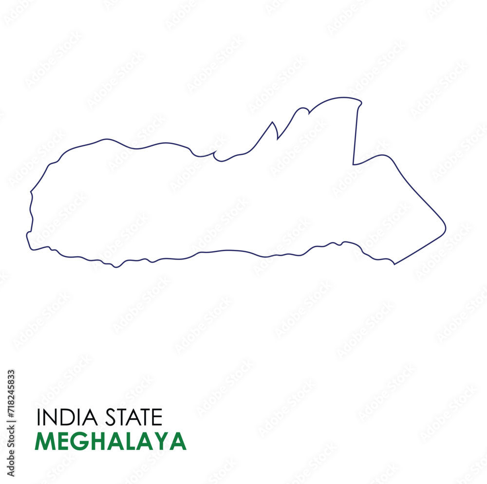 Meghalaya map of Indian state. Meghalaya map vector illustration ...