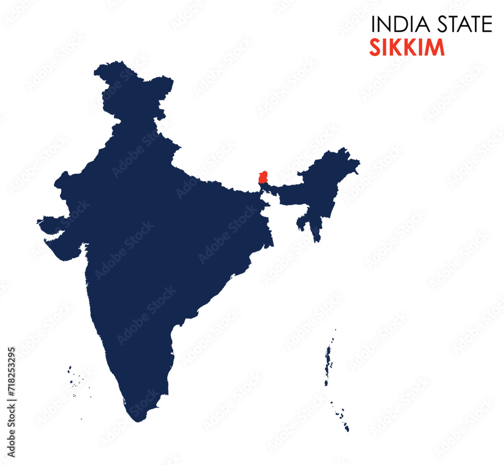 Sikkim map of Indian state. Sikkim map vector illustration. Sikkim ...