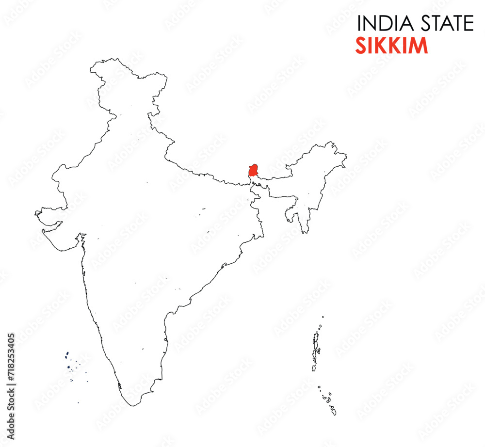 Vetor do Stock: Sikkim map of Indian state. Sikkim map vector ...