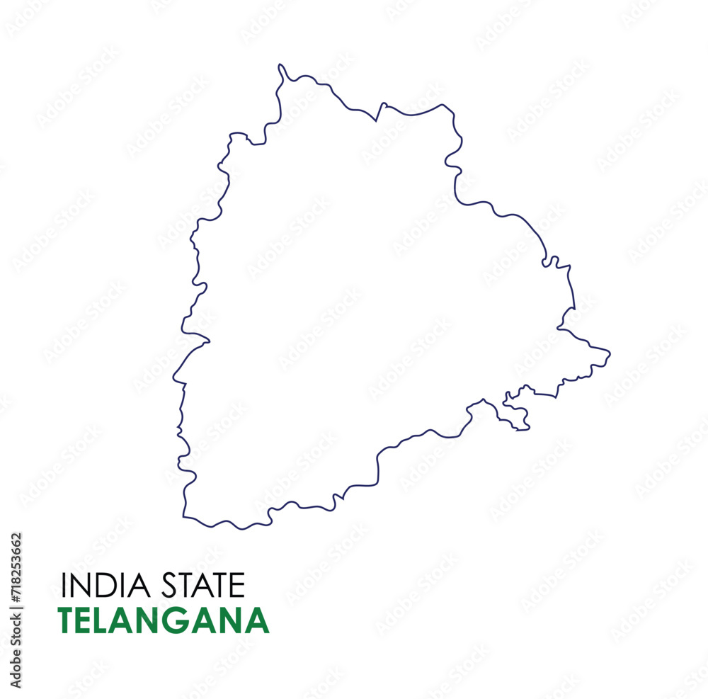 Telangana map of Indian state. Telangana map vector illustration ...