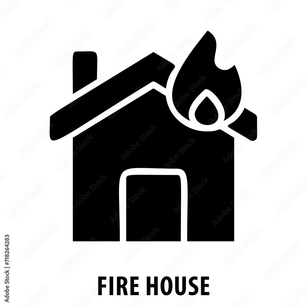Firehouse, fire station, fire department, fire house icon, emergency ...