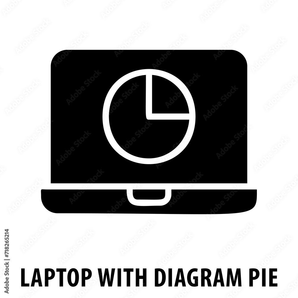 Laptop with diagram pie, data analysis, laptop, pie chart, laptop icon ...