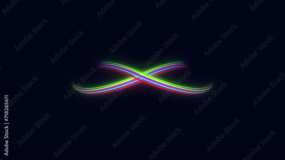 Vidéo Stock 4K animation. Colorful neon lines draw moving infinity sign ...