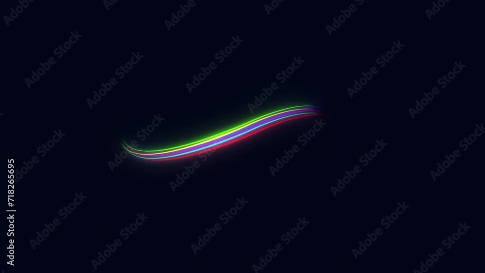 4K animation. Colorful neon lines draw moving infinity sign. Neon style ...