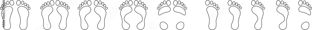 Human footprints icon set. Foot imprint, footsteps line black vector ...