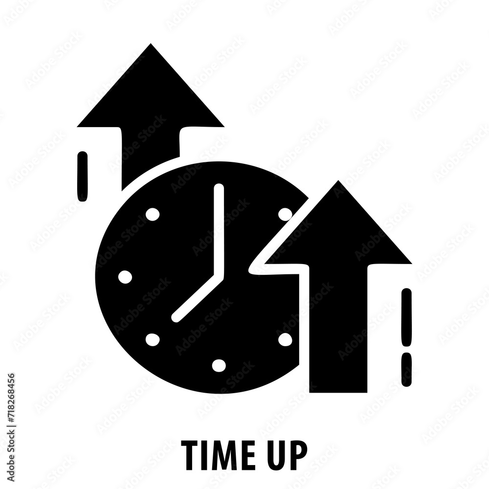 Time up, clock with stop sign, deadline, end of time, finish, time ...