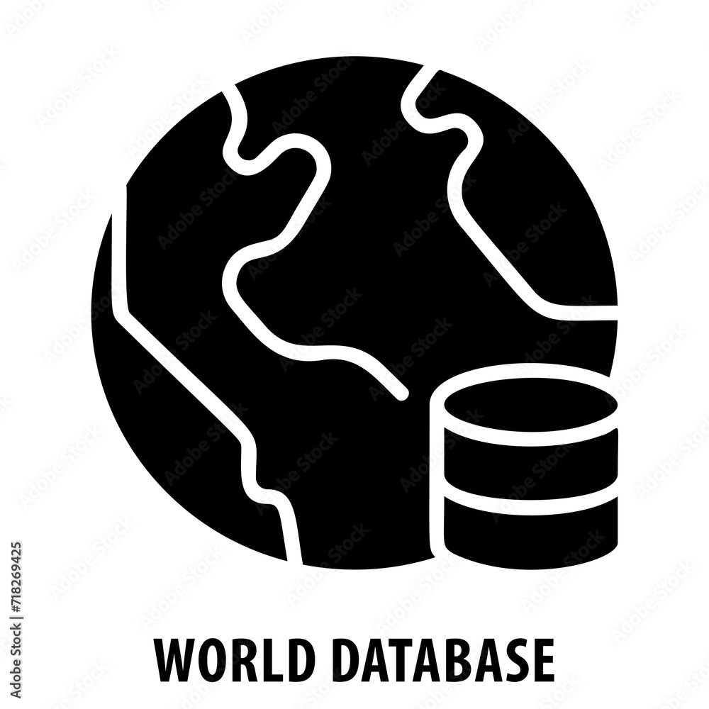 global database, world data, information, server, network, international, database icon, data ...