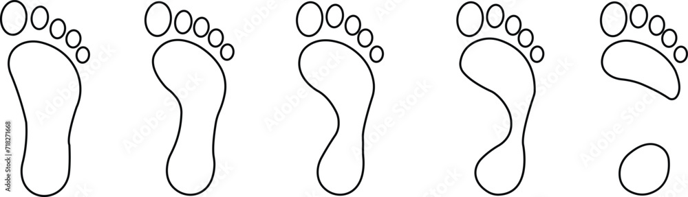 Human footprints icon set. Foot imprint, footsteps line black vector ...