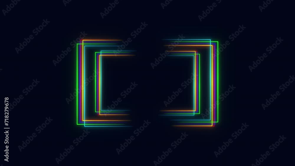 4K animation. Neon frame. Colorful neon lines draw moving. Neon style ...