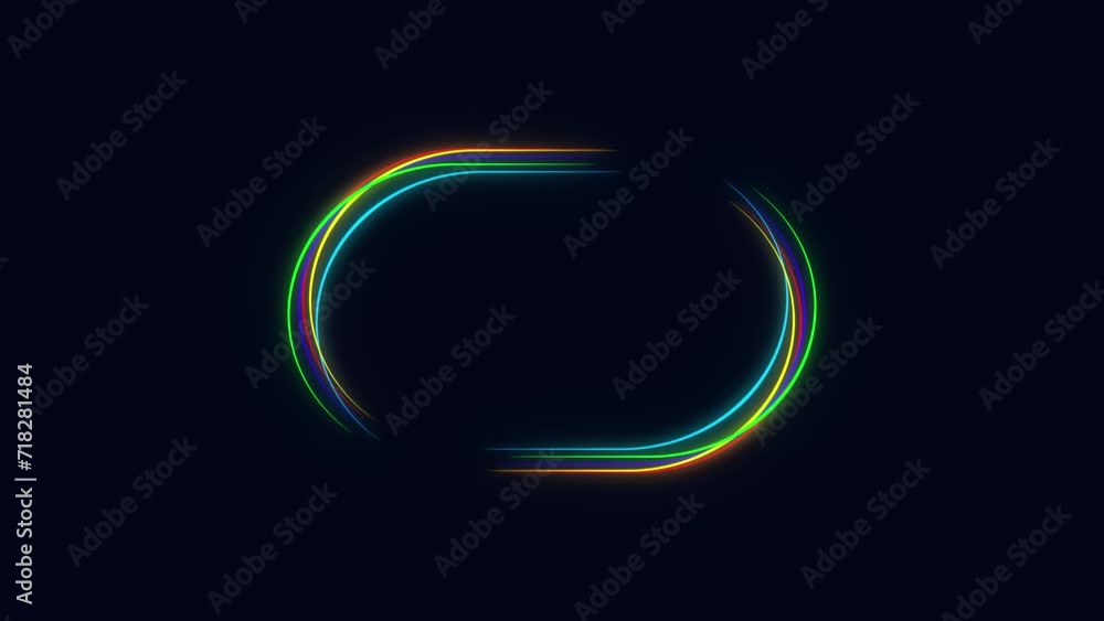 4K animation. Neon frame. Colorful neon lines draw moving. Neon style motion line. Loop ...
