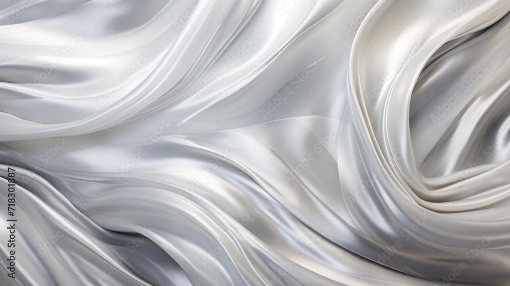 a close up of a silver fabric with wavy lines on it's sides and a black ...