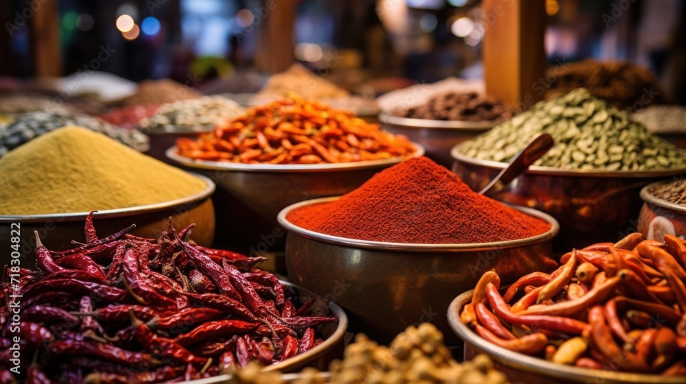 a bunch of bowls filled with lots of different types of spices and ...