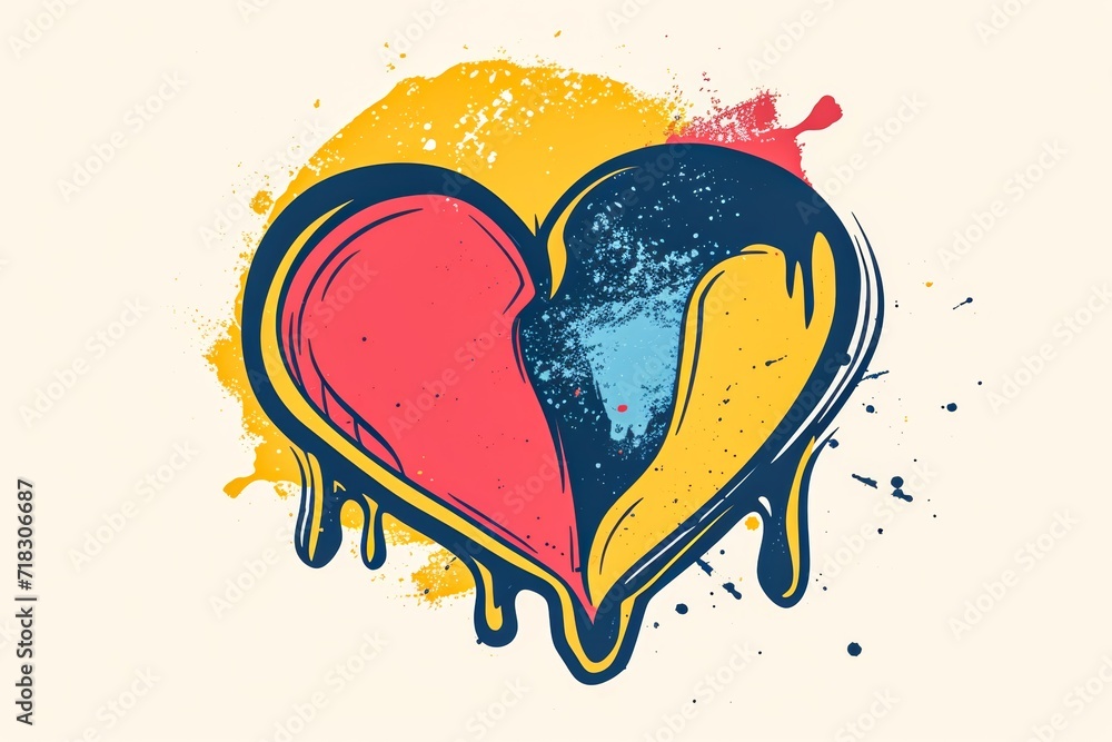 A vibrant child's drawing of a broken heart, transformed into a ...