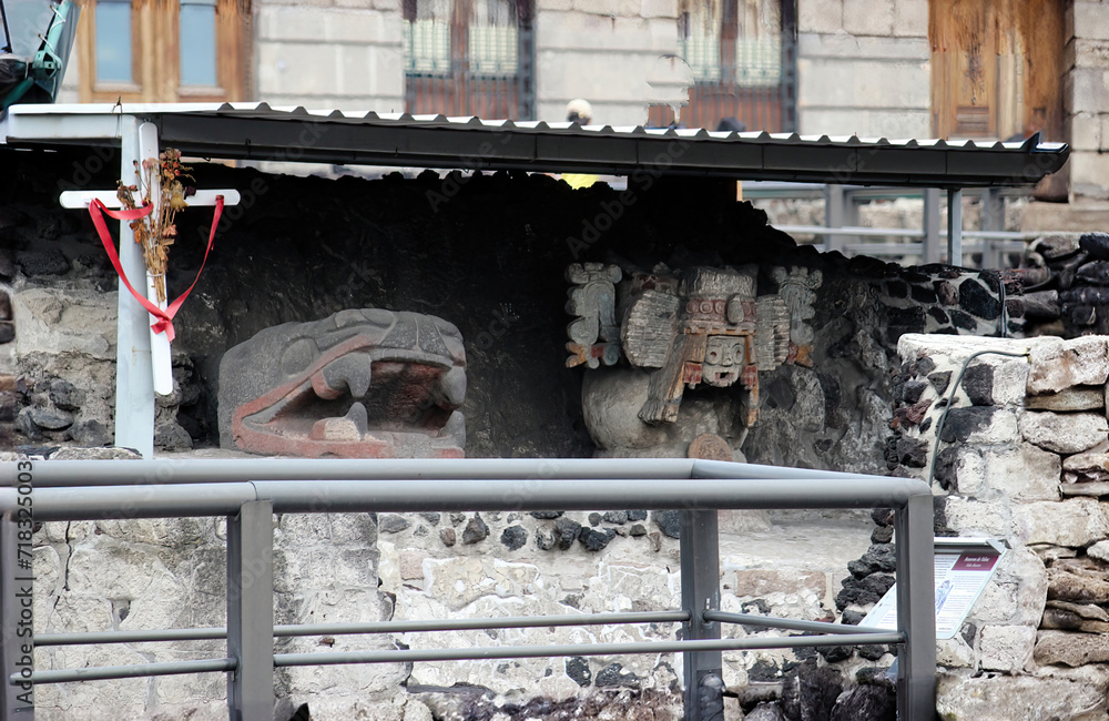 The ruins of the Great Pyramid (or Templo Mayor) the main temple of ...
