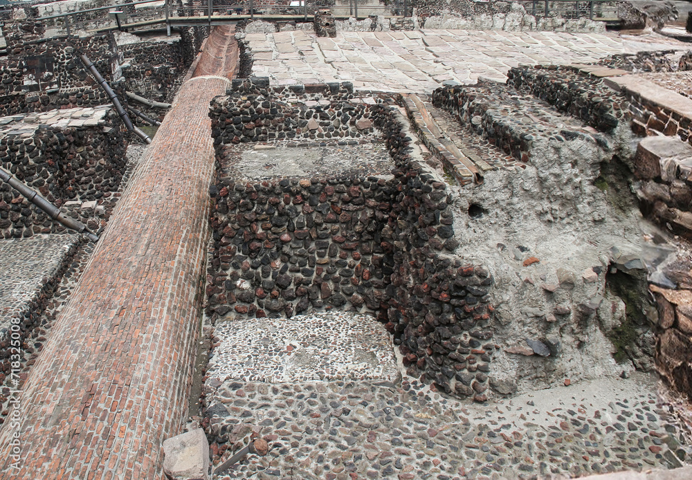The ruins of the Great Pyramid (or Templo Mayor) the main temple of ...