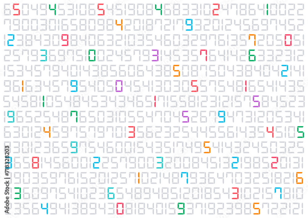digital numbers group. collection of numbers on white background ...