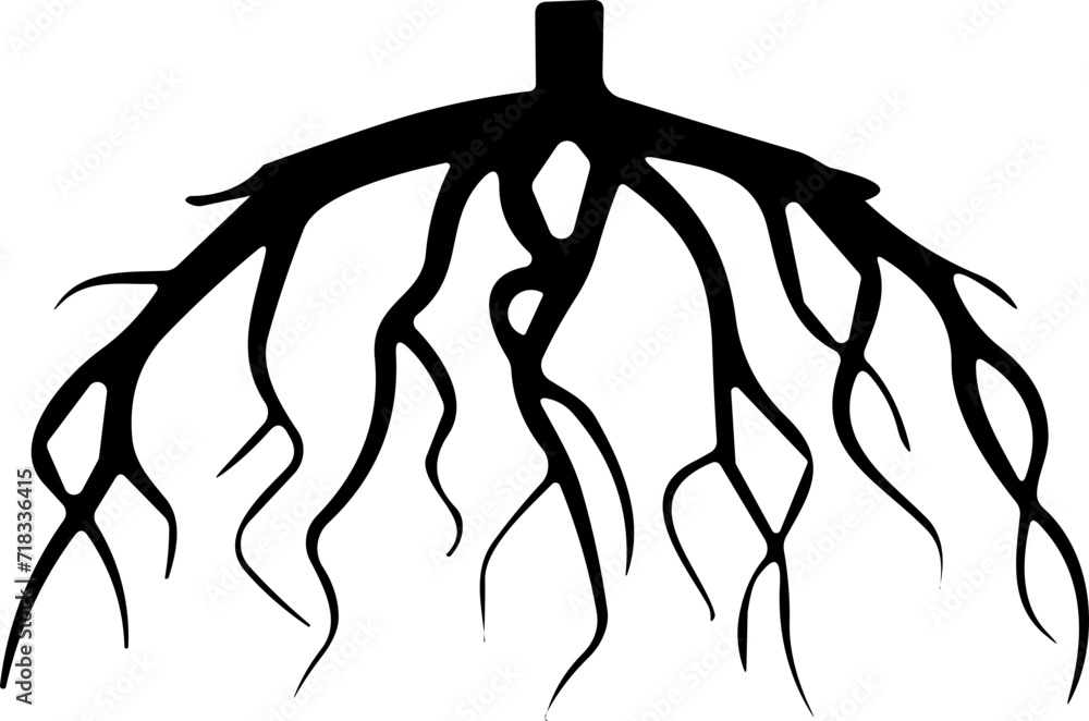 Vetor de Tree root silhouette icon vector. Taproot and fibrous root ...