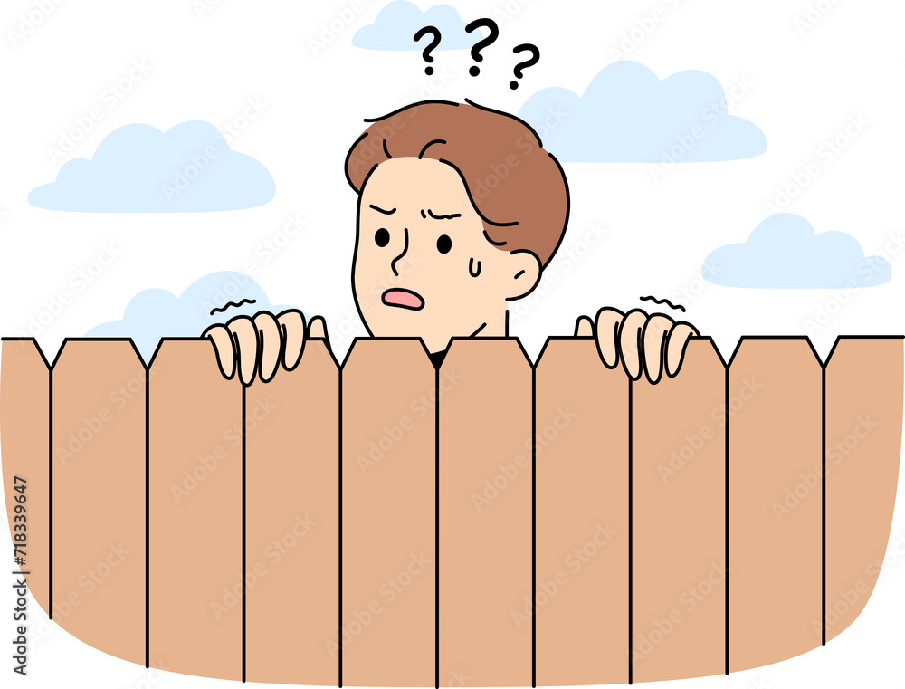 Curious neighbor looks over fence to find out what is happening on ...