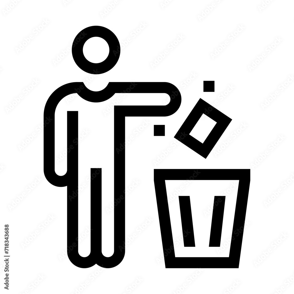 Icono de tirar la basura. Cuidado del medio ambiente, responsabilidad ...