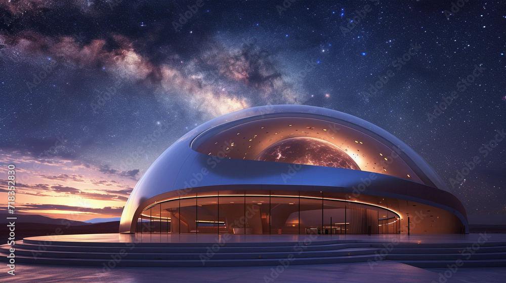 planetarium, showcasing its dome-shaped architecture with a smooth ...