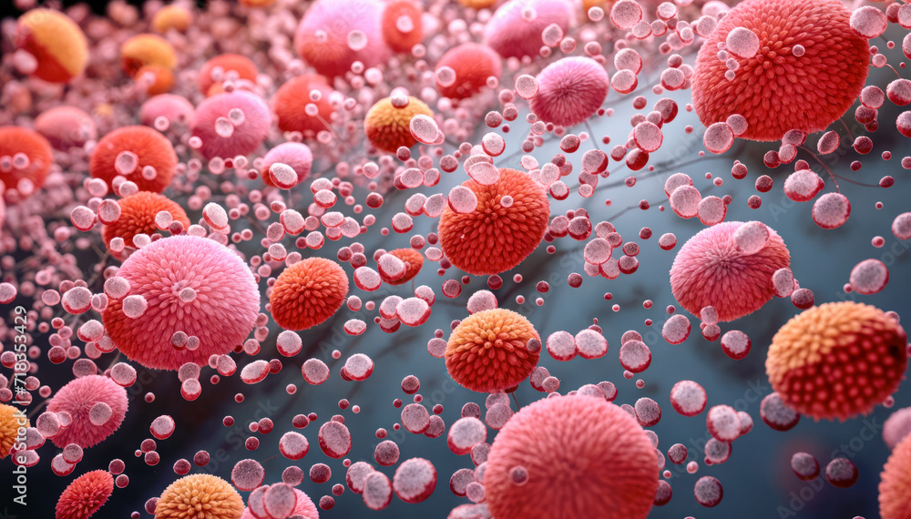Becteria cells in blood flow, virus cells, red blood cells Stock Photo ...