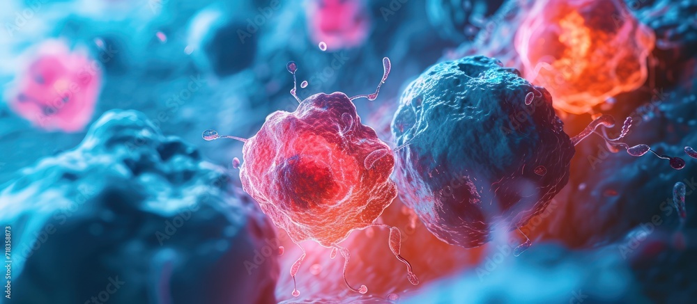 Macro view cancer cells in a human body with genetics cancerous cell ...