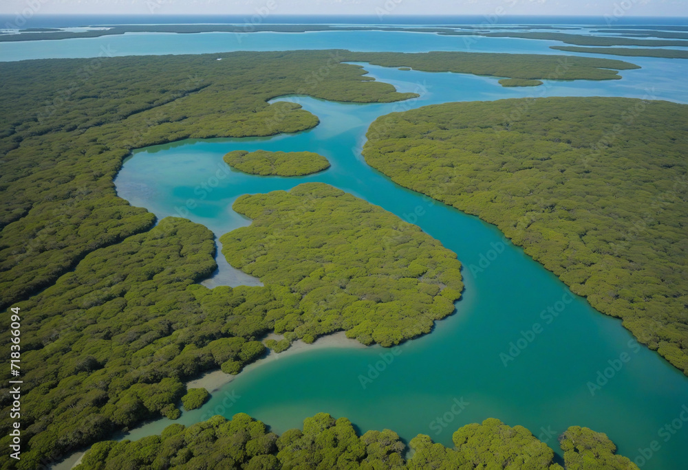 Green Mangrove Forest Capture Carbon Dioxide Net Zero Emissions Mangroves Capture Co2 From