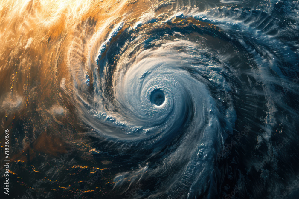 Satellite image of the first hurricane also called tornado or typhoon ...