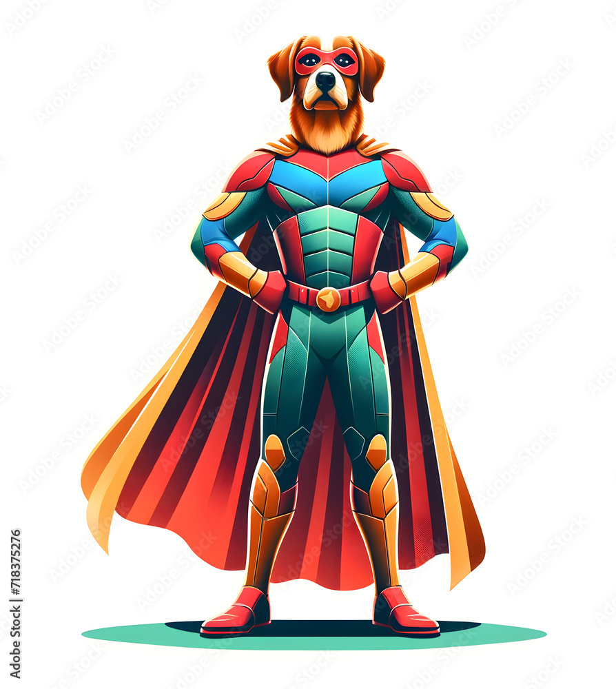 Anthropomorphic Superhero Dog Illustration: Humanoid Golden Retriever ...