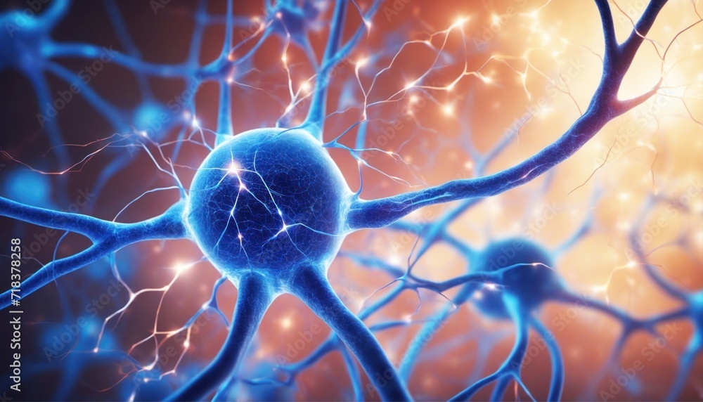 Neuron cell close-up view image. SEM view interconnected neurons ...