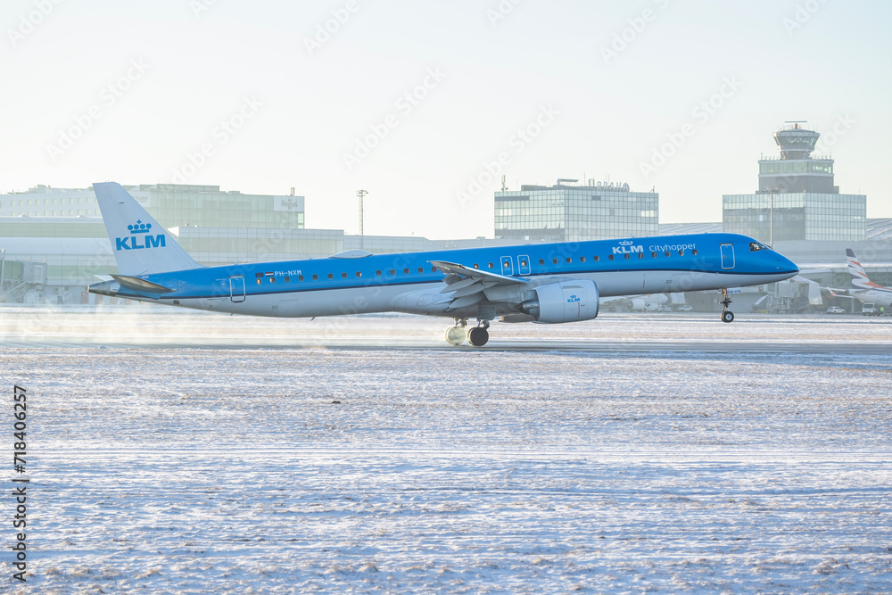 PRAGUE - January 21, 2024: KLM (1700th E-Jet Sticker) Operated by KLM ...