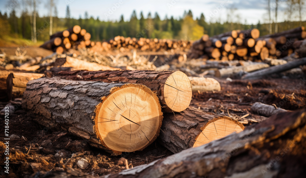 Deforestation illustration - wood cut impact on environment - climate ...