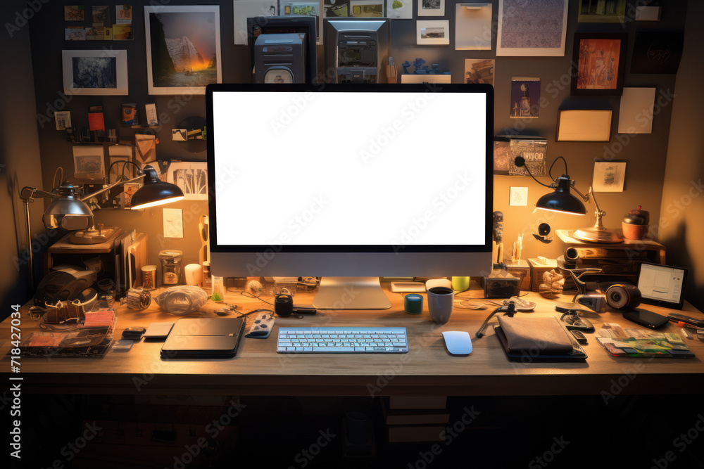 A meticulously organized and uncluttered desk space, portraying the ...