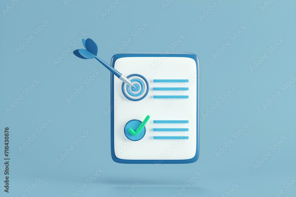 3D rendering illustration of a successful concept of confirmation of ...
