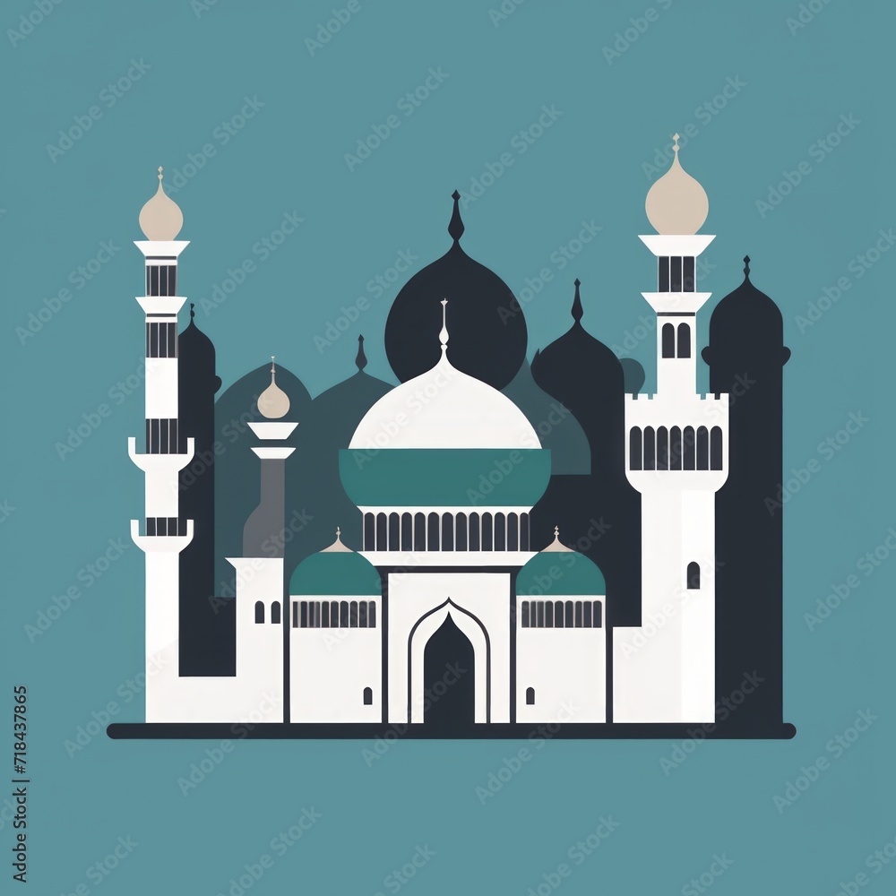 illustration of a icons mosque. icon set Ramadan or Ramadhan. icon set ...