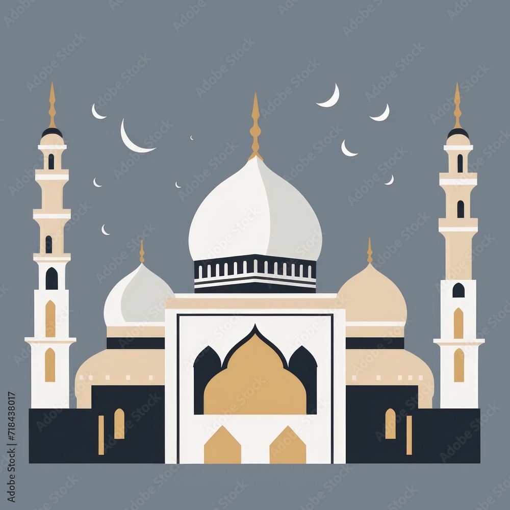 illustration of a icons mosque. icon set Ramadan or Ramadhan. icon set ...