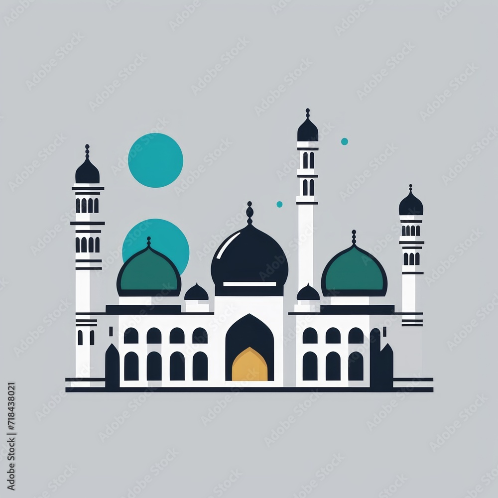 illustration of a icons mosque. icon set Ramadan or Ramadhan. icon set ...