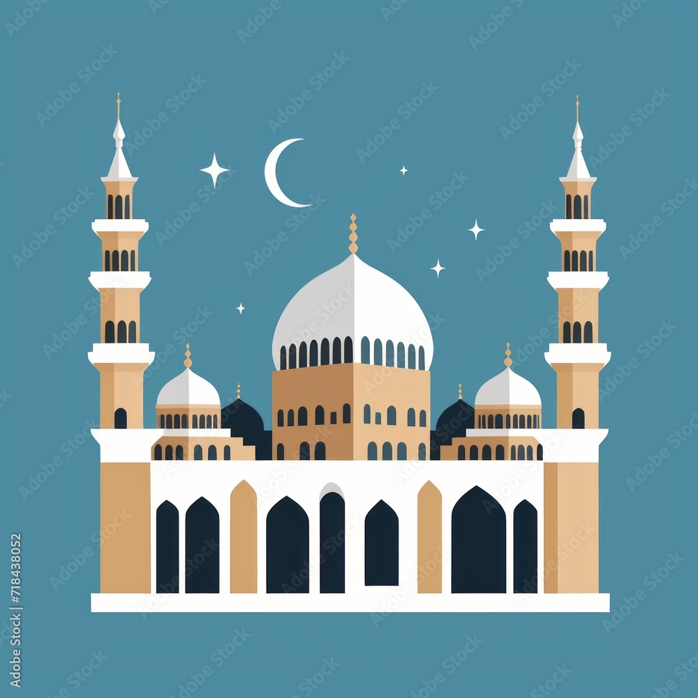 illustration of a icons mosque. icon set Ramadan or Ramadhan. icon set ...