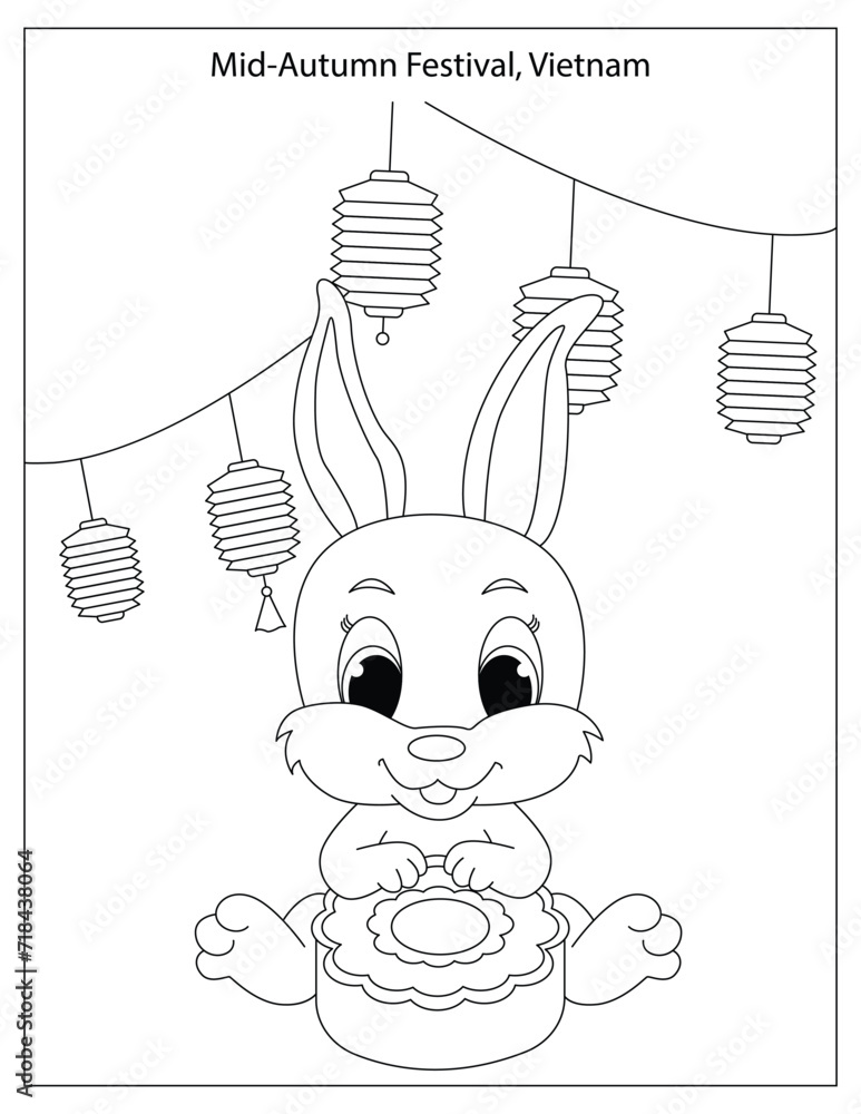 Mid-Autumn Festival Celebration in Vietnam with cute rabbit and ...