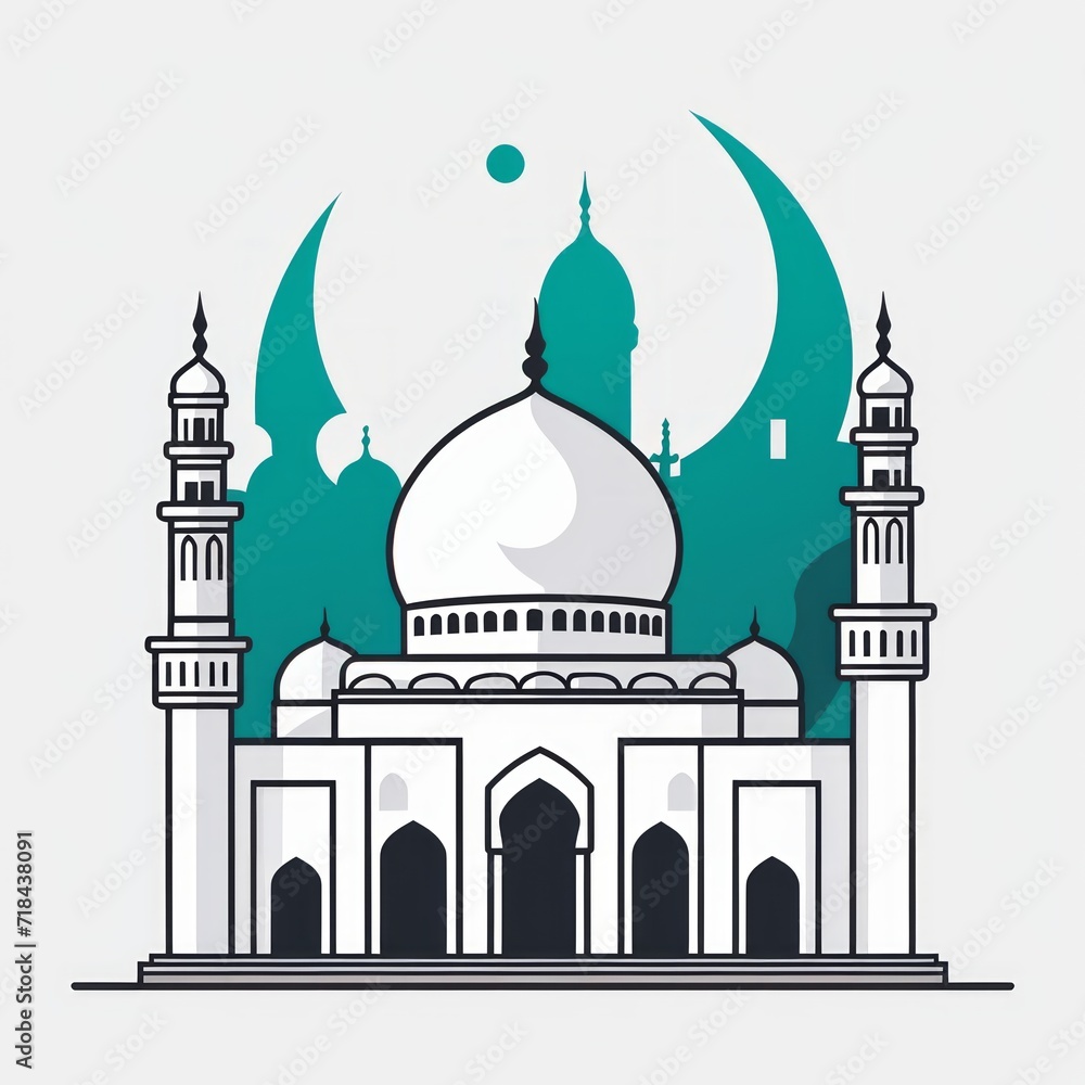 illustration of a icons mosque. icon set Ramadan or Ramadhan. icon set ...