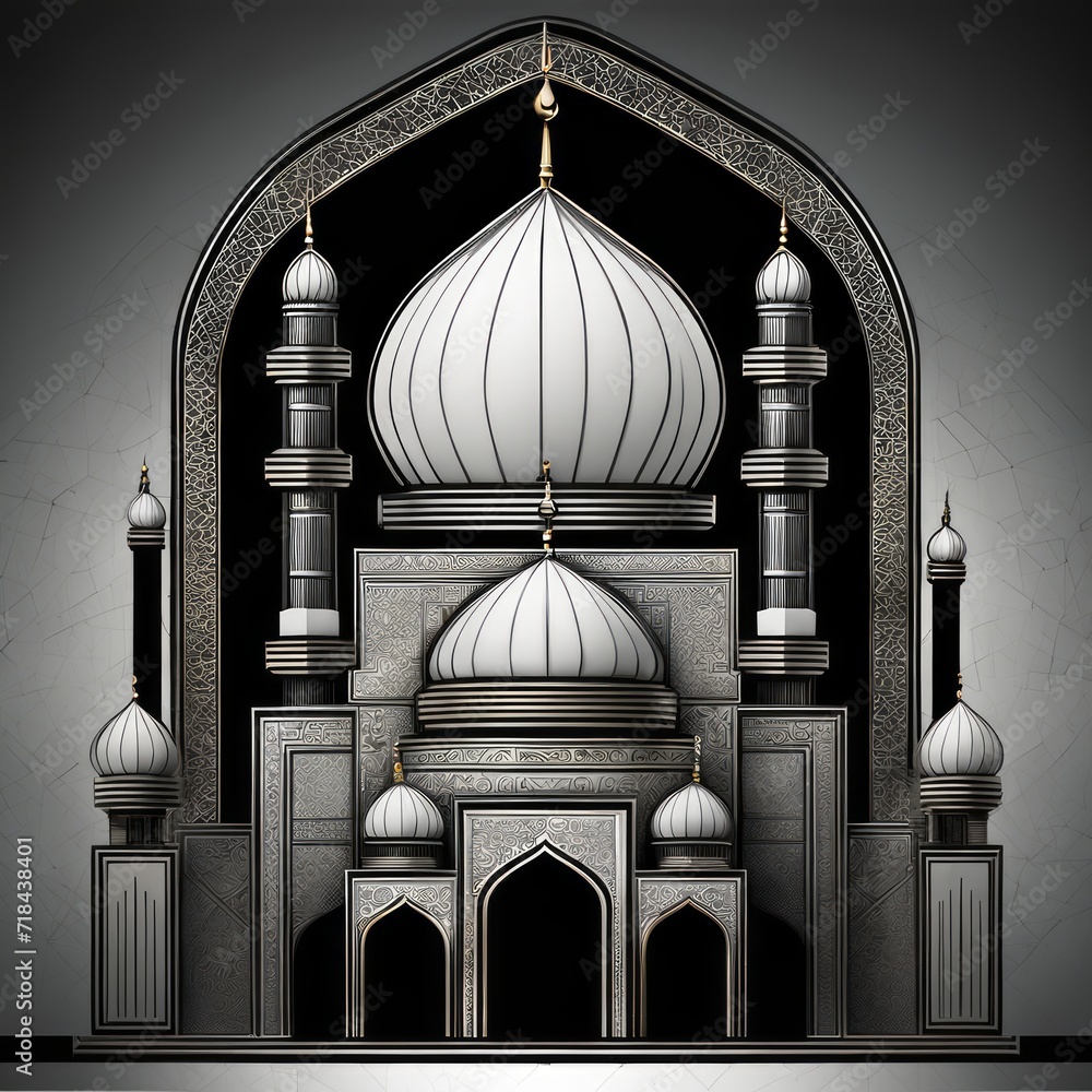 illustration of a icons mosque. icon set Ramadan or Ramadhan. icon set ...