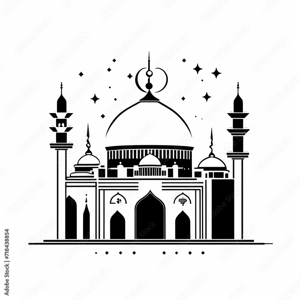 illustration of a icons mosque. icon set Ramadan or Ramadhan. icon set ...
